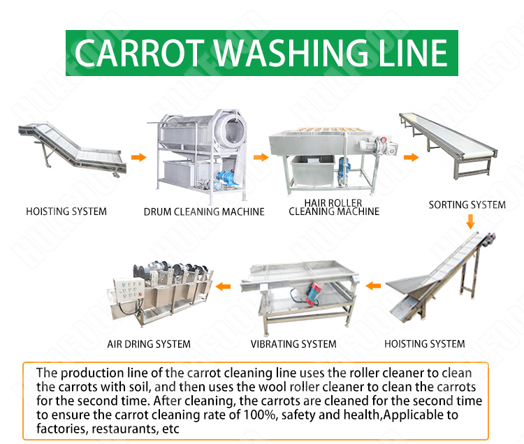 Automatic Carrot Root Vegetable Washing Drying Machine Processing Line ...