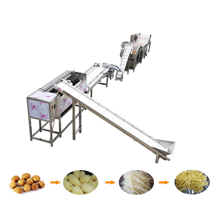Potato french fries washing processing line / potato strip processing ...